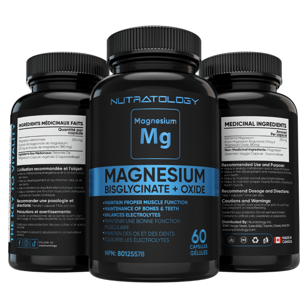 Magnesium Bisglycinate Supplement 60 Capsules | Nutratology