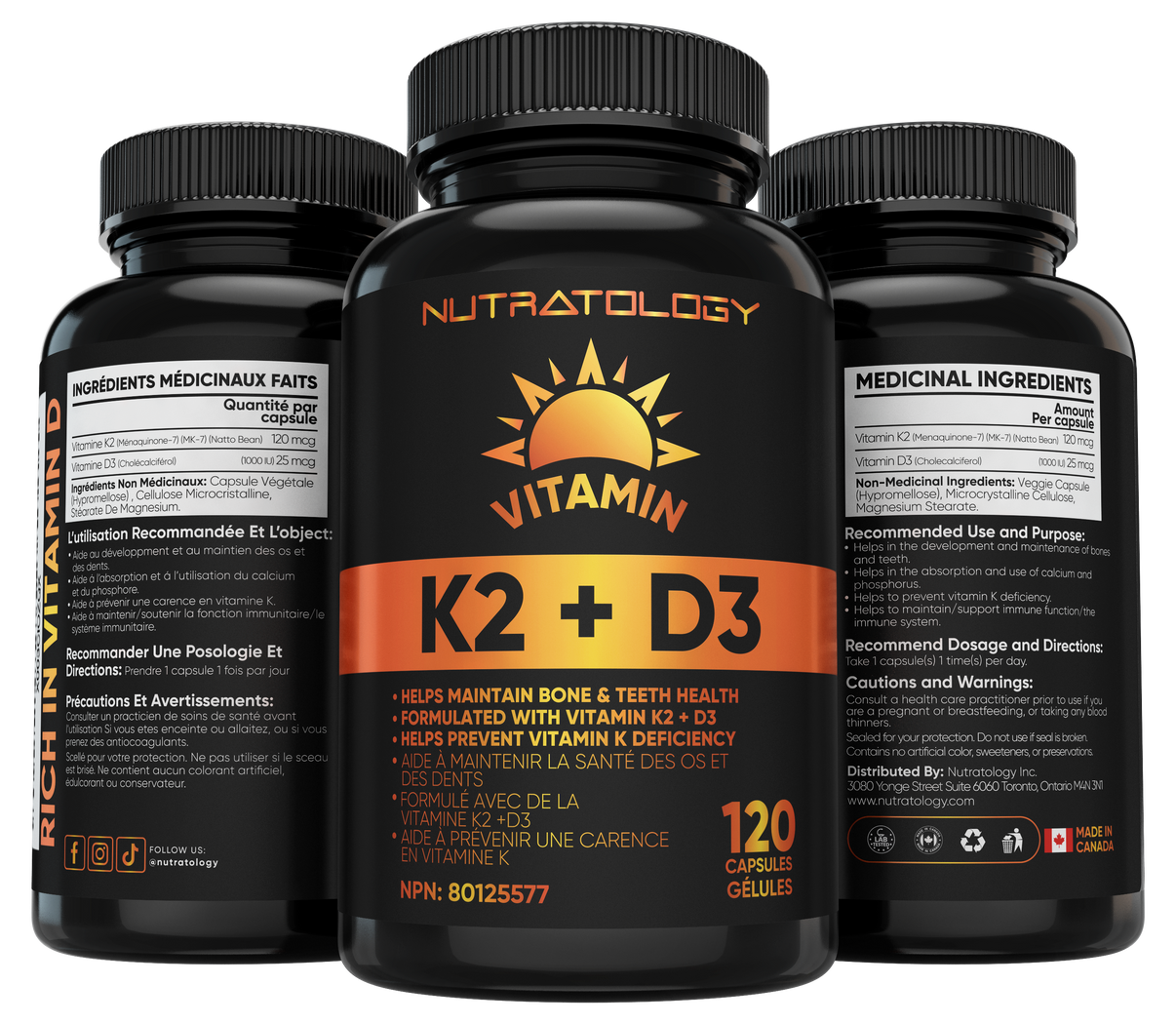 Nutratology Vitamin K2 D3 Supplements for bones | 120 Capsules
