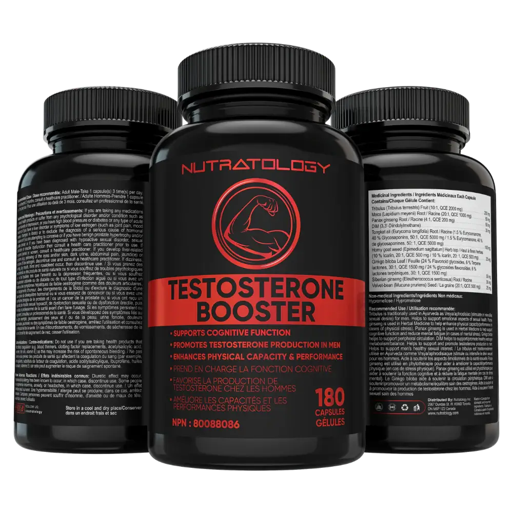 Nutratology Testosterone Booster for Men - 180 Capsules