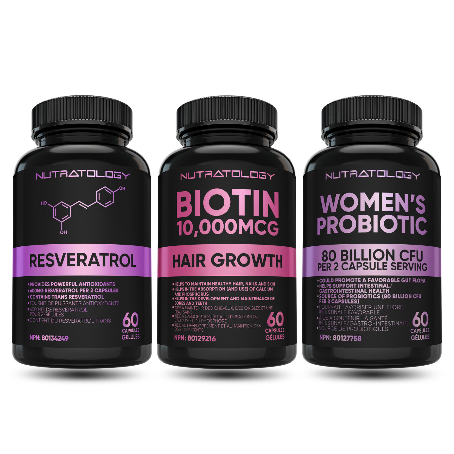 For Her Supplement Bundle Biotin, Resveratrol & Women's Probiotic ...